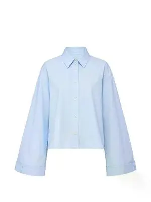 LEE MATHEWS Flared-sleeve Cropped Shirt - Blue