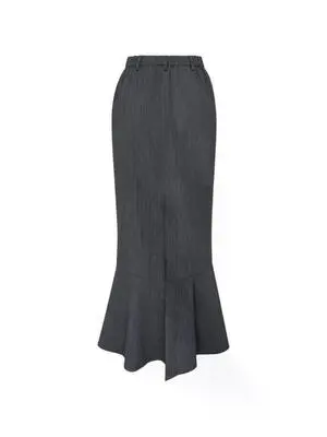 ENFOLD Striped Umbrella-hem Midi Skirt