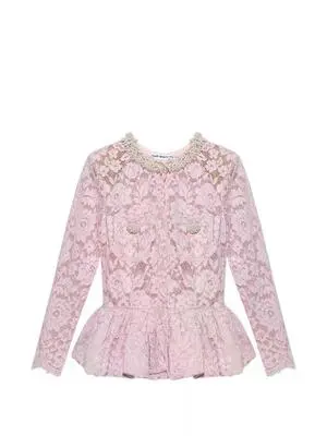 SELF-PORTRAIT Lace Peplum Top - Pink