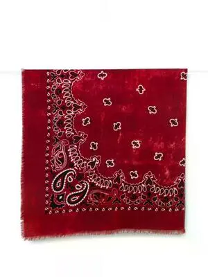 Destin Paisley-print Frayed Scarf - Red