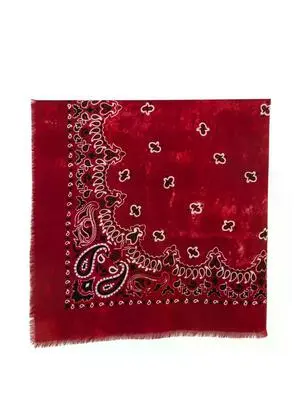 Destin Paisley-print Frayed Scarf - Red