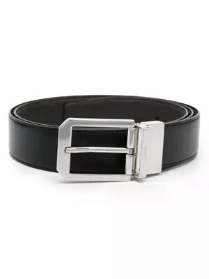 Zegna Reversible Buckle Leather Belt - Black