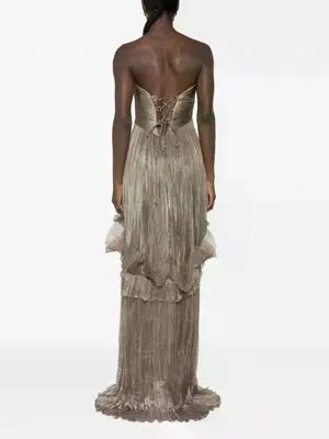 MARIA LUCIA HOHAN Yumi Pleated Ruffled Maxi Dress