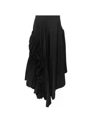 Comme Des Garçons Asymmetrical Draped Midi Skirt - Black