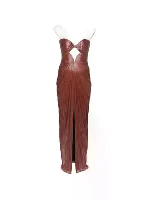 MARIA LUCIA HOHAN Cut-out Plissé Maxi Dress