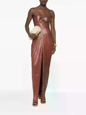 MARIA LUCIA HOHAN Cut-out Plissé Maxi Dress - Red