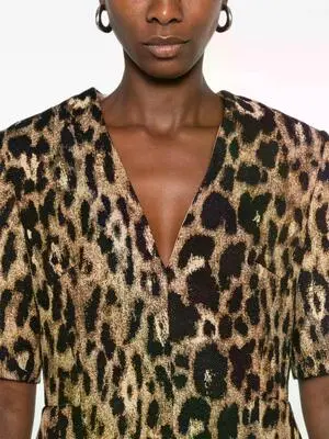 DE SANTIS Leopard-print V-neck Mini Dress
