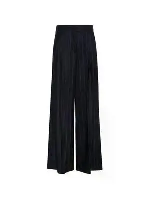 Max Mara Wool Pinstriped Flannel Trousers