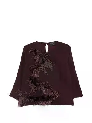 Antonelli Firenze Feather-trim Long-sleeve Top