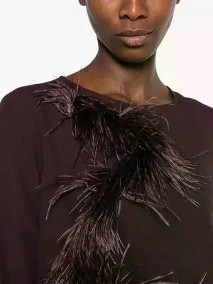 Antonelli Firenze Feather-trim Long-sleeve Top