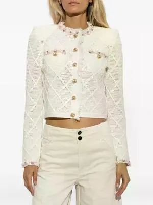 SELF-PORTRAIT Fringe Knit Cardigan