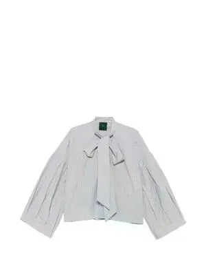 MAISON JEJIA Striped Pussy-bow Cropped Blouse