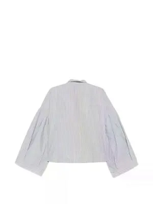 MAISON JEJIA Striped Pussy-bow Cropped Blouse