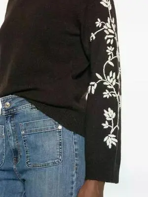 I BLUES Floral-embroidered Roll-neck Sweater