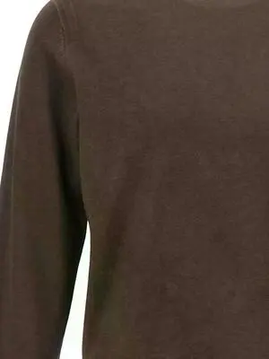 KANGRA Crew-neck Ribbed-trim Fine-knit Top - Brown