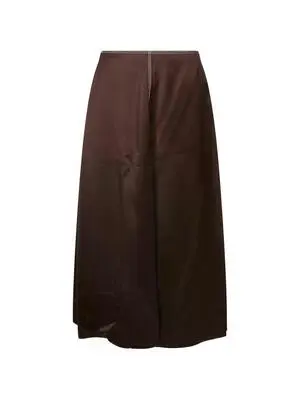 Marni Contrast-stitch Satin Midi Skirt - Brown