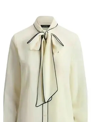 Ralph Lauren Pussy-bow Contrast-piping Blouse