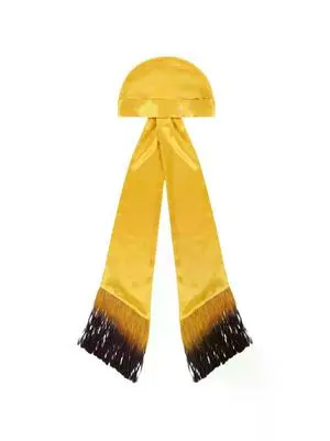 ROWEN ROSE Fringe-trimmed Gathered Hat - Yellow