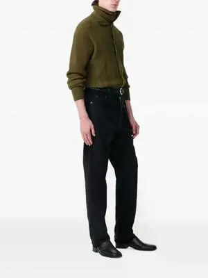 Studio Nicholson Oran Ribbed-knit High-neck Cardigan - Green