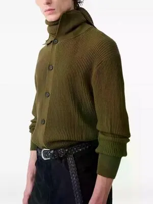 Studio Nicholson Oran Ribbed-knit High-neck Cardigan - Green