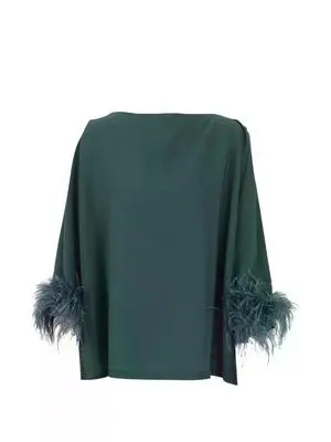 GIANLUCA CAPANNOLO Feather-trim Boat-neck Blouse