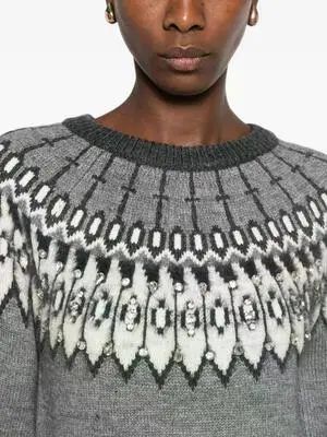 I BLUES Crystal-embellished Fair Isle Sweater