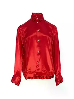 Noir Kei Ninomiya Ruffled Satin Blouse - Red