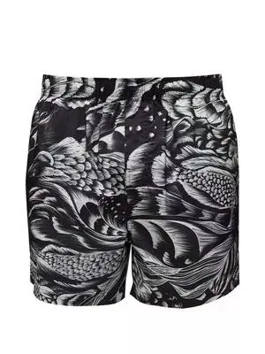 OSKLEN Floral-print Drawstring Shorts - Black