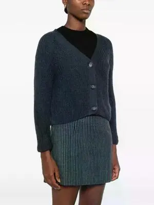 I BLUES Ribbed-knit V-neck Cardigan