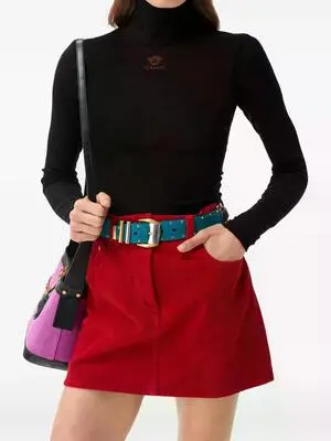 Versace Embroidered-logo Wool Knit Turtleneck Sweater