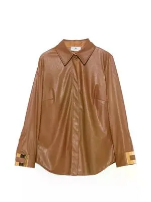 Elisabetta Franchi Logo-plaque Long-sleeve Shirt - Brown