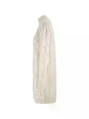 Ermanno Scervino Lace-panelled High-neck Mini Dress