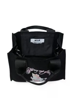 MSGM Graphic Print Small Two-way Tote Bag - Black