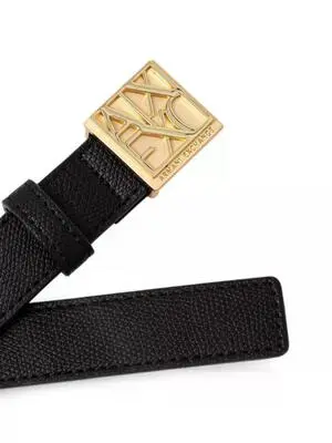 Armani Exchange Logo-plaque Pebbled-effect Belt