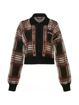 We11Done Plaid-knit Collared Cardigan