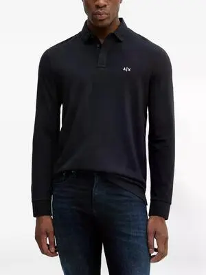Armani Exchange Logo-embroidered Long-sleeve Polo Shirt