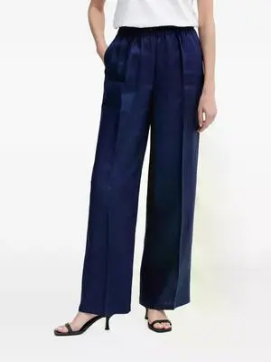 Sisley Pressed-crease Wide-leg Linen Trousers - Blue