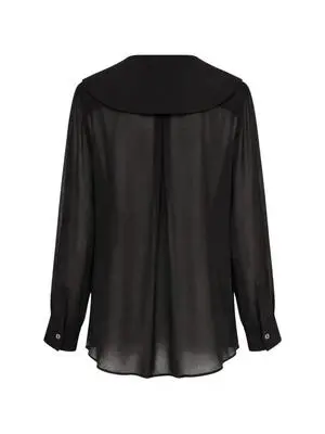 Comme Des Garçons Sheer Oversized-collar Blouse - Black