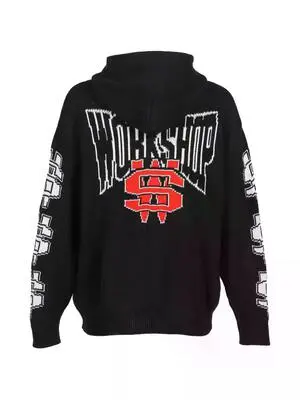 032C One Dollar Bill Jacquard-knit Logo-patch Hoodie
