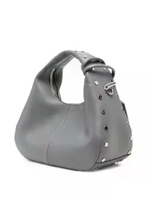 GANNI Stud-embellished Leather Shoulder Bag - Grey