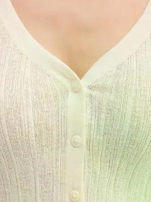 Sisley Ribbed-knit V-neck Cardigan