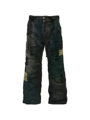 D HYGEN Crust Damage Repair Patchwork Wide-leg Jeans - Black