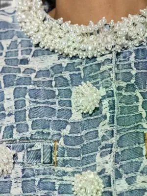 SELF-PORTRAIT Textured Denim Jacket