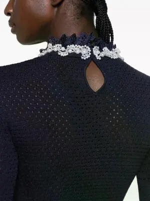 SELF-PORTRAIT Embellished Crochet-knit Mini Dress