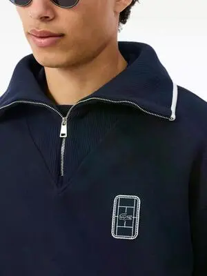 Lacoste Loose-fit High-zipped-neck Badge-accent Sweatshirt