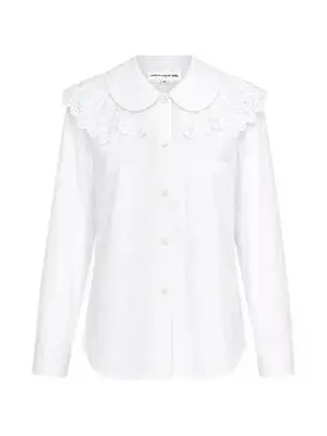 Comme Des Garçons Lace-collar Peter Pan Shirt - White