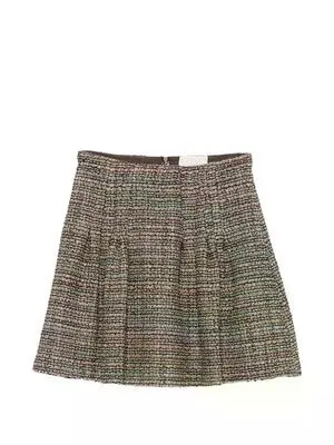 I BLUES Tweed Box-pleat Mini Skirt