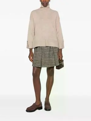 I BLUES Tweed Box-pleat Mini Skirt