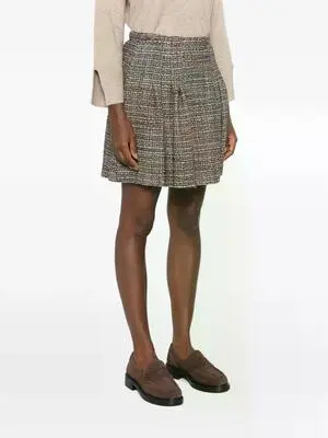 I BLUES Tweed Box-pleat Mini Skirt