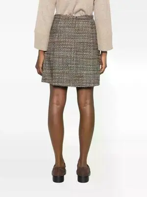 I BLUES Tweed Box-pleat Mini Skirt